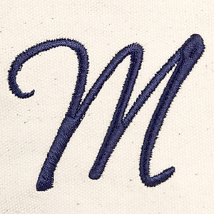 DALIX Personalized Tote Bag For Women Monogram Initial Open Top Navy Blue M