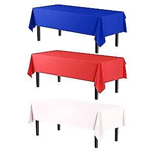Exquisite 4th of July Tablecloths Combo 12-Pack of Rectangle 4 Red 4 White & 4 Blue July 4th Tablecloth - Perfect Fourth of July Tablecloth Disposable Plastic Table Cover Fourth of July