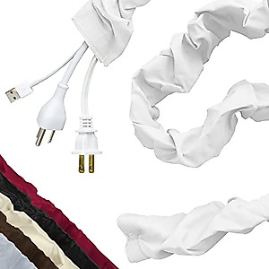 Cordinate Fabric Cord Cover, 6 ft, Hides Cables, Great for Lamps, Light Fixtures, and Desks, Cable Management, Easy Installation, Eggshell White, 40723