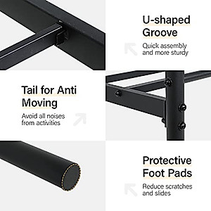 Metal Platform Bed Frame Queen Mattress Foundation Heavy-Duty Steel Slat Noise-Free Support with Headboard & Foot Board NO Boxing Spring Needed Under-Bed Storage Easy Assembly, Queen