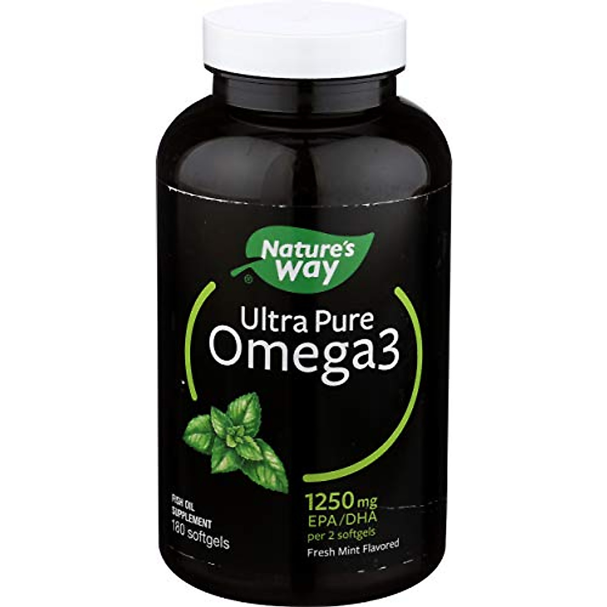 Nature's Way Ultra Pure Omega3 Fish Oil, 1250 mg EPA/DHA, Mint, 180 Softgels