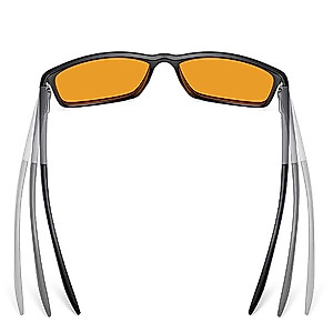 B BIKRUL Best anti glare Amber lens night vision glasses for driving,computer gaming glasses for men for eye strain,black square blue light glasses men