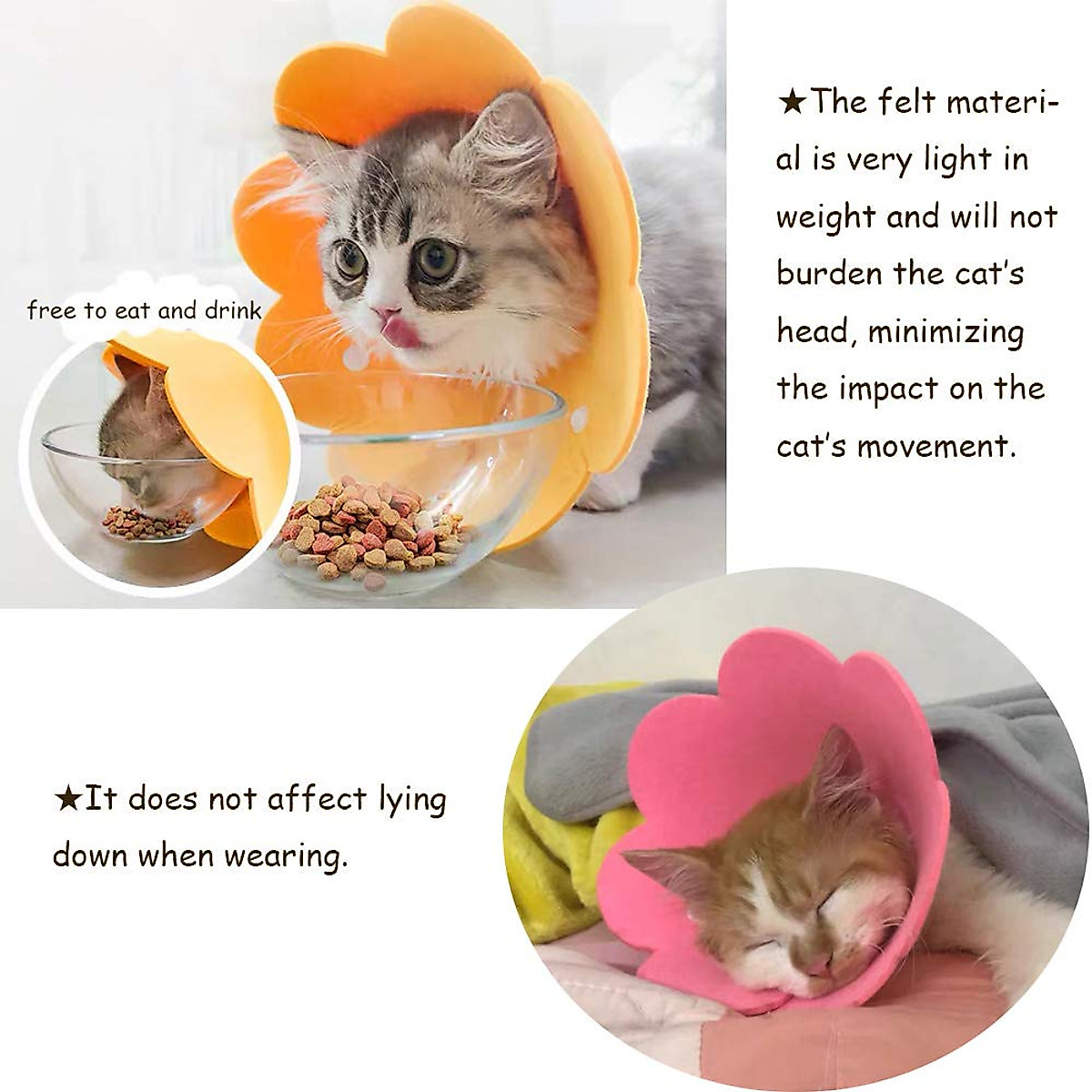 Lanyihome Cat Recovery Collar - Cute Flower Neck Cat Cones After Surgery, Adjustable Cat E Collar, Surgery Recovery Elizabethan Collars for Kitten Cats Puppy Rabbits M Size (2pcs)