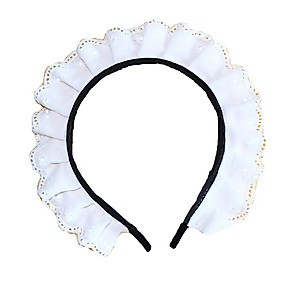 MAYSONG Women's Maid Cosplay Hair Hoop Gothic Headband white
