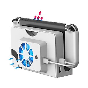 ElecGear Cooling Fan for Nintendo Switch OLED Dock, 3 Speed Replacement Back Cover for Switch New Dock, USB Powered Cooler with LED Lighting