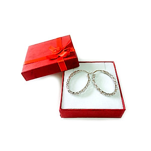 Sterling Silver Diamond Cut Weaved Oval Hoop Earrings, Diameter 30mm