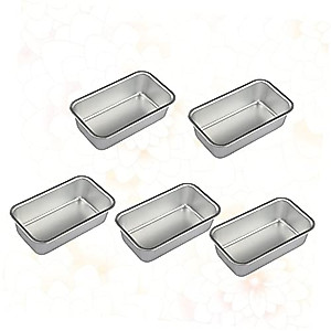 Hemoton 5pcs Pastry Dough Square Tray Stainless Steel Toaster Oven Toast Baking Pan Loaf Baking Dish Dough Bread Pan Silver Household Baking Plate Kitchen Supplies Small Bread Brownie Mold