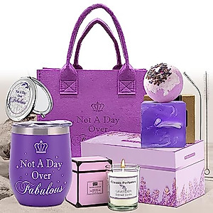 Birthday Gifts for Women, Gift Baskets for Women, Mom Birthday Gifts Anniversary Gift for Her Gifts for Girlfriend Older Daughter Friend Wife Teacher Gifts, Lavender Bath Spa Purple Gift Set for Women