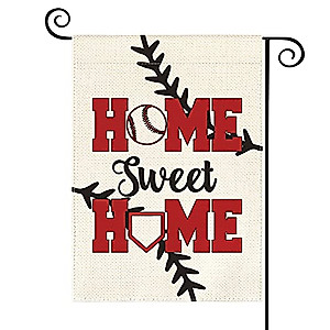 AVOIN Baseball Garden Flag Vertical Double Sided Home Sweet Home, Bat Ball Sport Softball Flag Yard Outdoor Decoration 12 x 18 Inch