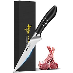 MAD SHARK Boning Knife 6 Inch, Razor Sharp German Molybdenum-vanadium Steel Butcher Knife for Meat Cutting, Deboning Knife, Brisket Meat Trimming Knife, Fish Fillet Knife, Bone Knife