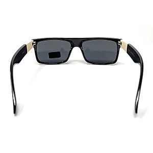 Locs 91156 Black Sunglasses | Authentic Gangster Squared Flat Top Ivory Arms Shades