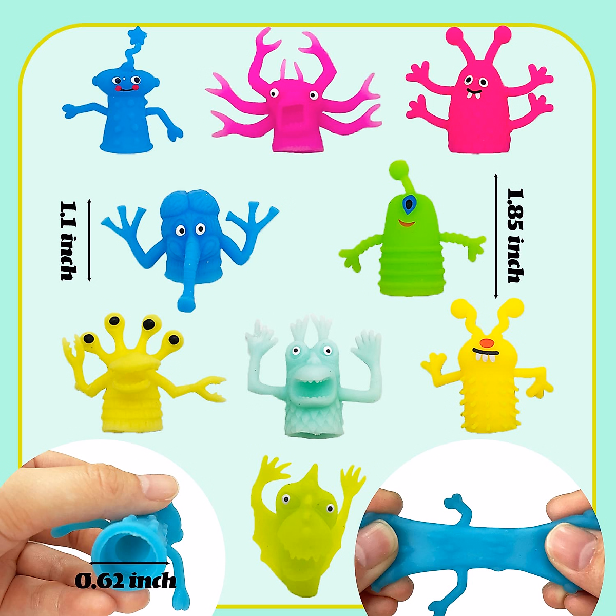 20 Pcs Finger Puppets Toys,Funny Colorful Monster Stretchy Finger Puppets,Soft Rubber Finger Doll Toys for Children's Party Favors