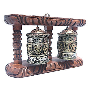 mytibetshop Tibetan Prayer wheel, Om mane prayer wheel, Multi Prayer Wheel, wall mount prayer wheel, Prayer wheel with wood frame , hand made by Himalayan artisan in Nepal