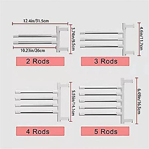 DIEWU Stainless Steel Wall Mounted Swivel Bathroom Towel Rack, Space Saving Towel Hanger for Bathroom, Kitchen(5 Towel Bar,White)