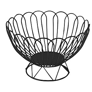 MagiDeal Modern Iron Wire Fruit Basket Fruit Storage Bowls for Restaurant Countertop Dining Table, Black