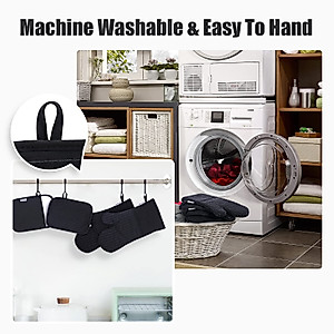 AORESAC Oven Mitts and Pot Holders Set, 500°F Heat Resistance and Flexible Oven Gloves for Kitchen Cooking, Non-Slip Silicone Surface and Soft Quilted Liner, 4 Pieces Set, 13 Inches