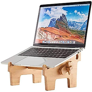 MTWhirldy Laptop Stand Bamboo, Universal Computer Riser Stands Compatible with MacBook Air Mac Pro HP DELL Acer Wood Laptop Holder for Desk (for 11-15inch)