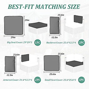 Kimunuk 9 Pcs Outdoor Patio Cushions Covers Replacement Waterproof with Zipper for 5 Pcs Patio Furniture Set, Covers Only