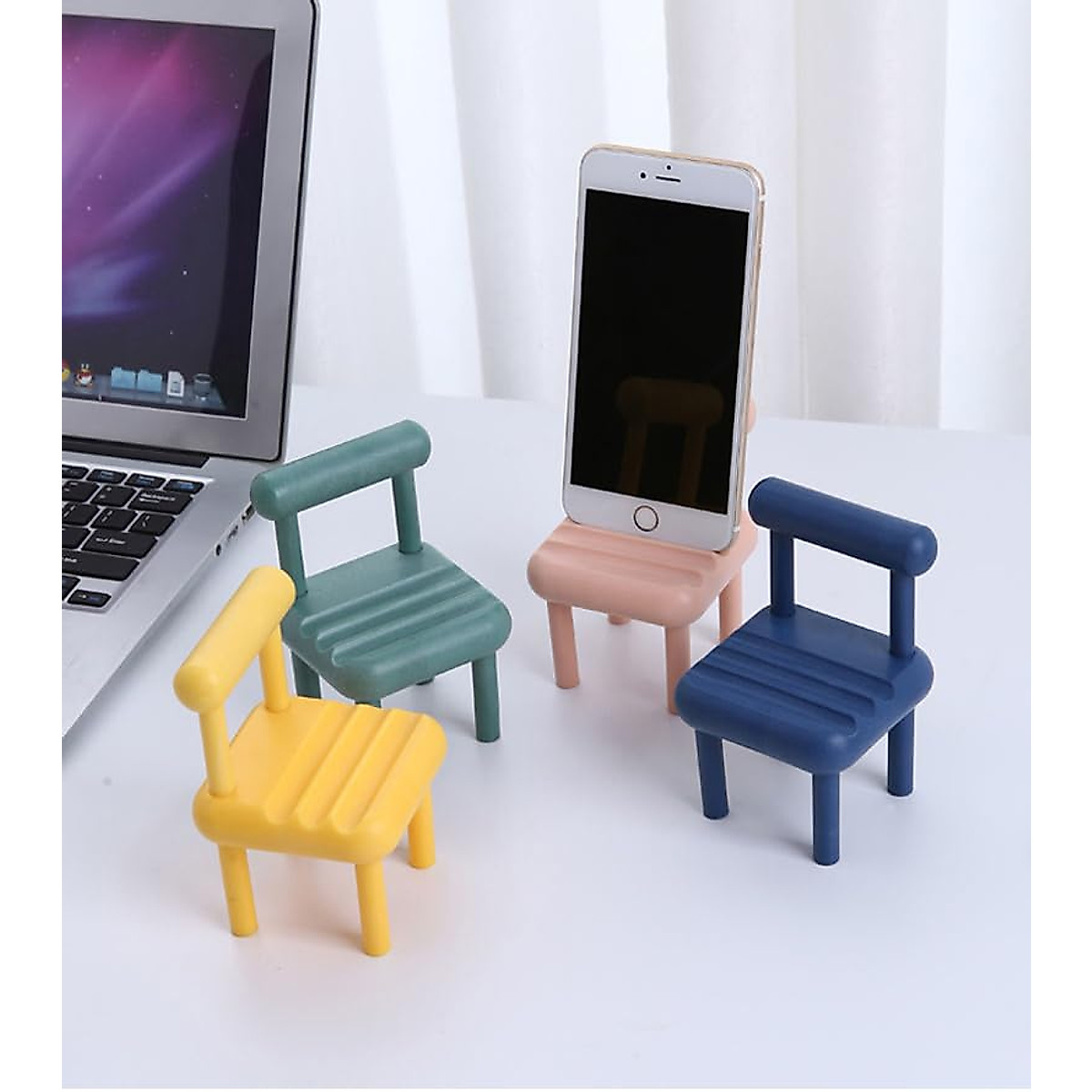 DIY Mini Chair Cell Phone Stand, Candy Color Mobile Phone Holder, Multi-Angle Chair Shape Table Phone Bracket, Compatible with All Mobile Phones, PP Material and Well Made (Pink) -1 Pack