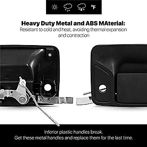 TRUBUILT1 AUTOMOTIVE Exterior Door Handle, Front Left Driver Side - Compatible with 1999-2016 Ford F-250 F-350 F-450 F-550 Super Duty - Textured Black, Metal Lever, with Keyhole - OEM 7C3Z-2522405