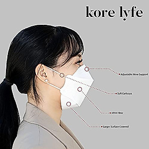[10 PCS] 25% LARGER KF94 Face Mask - X-LARGE WHITE - [Made in Korea] - In 5 PCS Reclosable Package - Breathable Premium Quality - [Package in English]