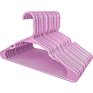 Utopia Home Clothes Hangers 50 Pack - Plastic Hangers Space Saving - Durable Coat Hanger with Shoulder Grooves (Pink)