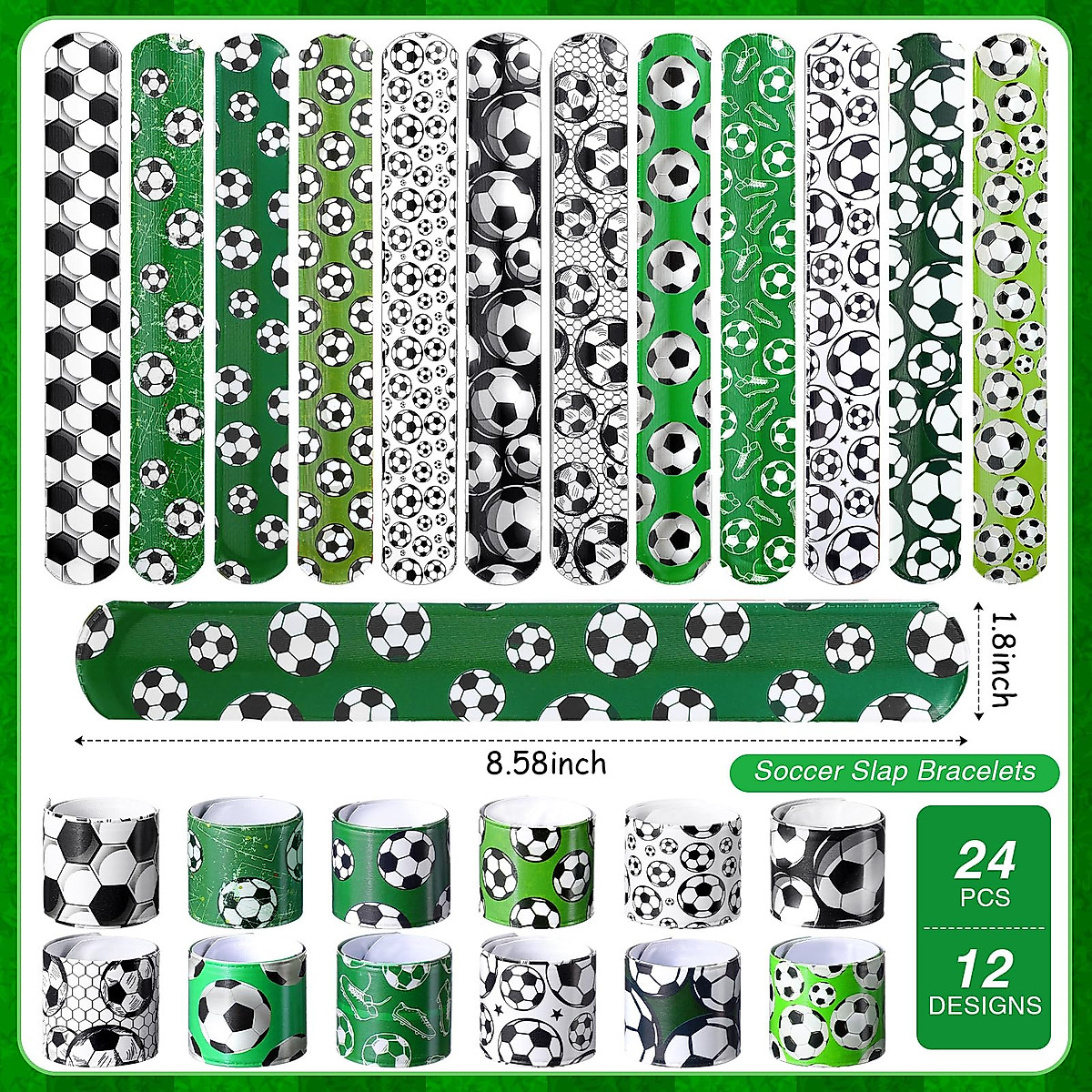 Aoriher 194 Pcs Soccer Party Favor Bulk Sport Birthday Party Gift Soccer Goodie Bag Filler Mini Soccer Ball Toy Silicone Bracelet Soccer Tattoo Sticker Soccer Slap Bracelet Keychain Button Pin