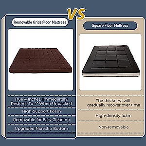 MAXYOYO Floor Mattress Japanese Futon Mattress, Full Thicken Sleeping Pad for Floor Folding Mattress Tatami Mat Camping Mattress with Removable Cover