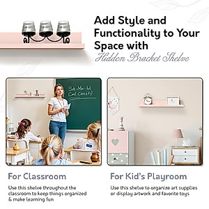 InPlace Pink Picture Ledge Shelf, 24" W x 4.5" D x 3.5" H, 9605012E