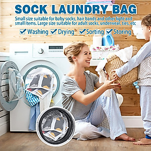 GOCOHHI 4 Pcs Sock Laundry Bag, Socks Organizer Mesh Bags for Washing Machine, Large Wash Bag Hanging for Stocking Underwear Bra Lingerie, Travel Organizer for Adults & Children, 28 Pockets