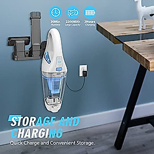 Handheld Vacuum Cordless, Powerful Suction Car Hand Held Vacuum Cleaner with Large-Capacity Battery, Hand Vacuum Cordless Rechargeable for Pet Hair Keyboard Dust Office and Home Cleaning-Blue