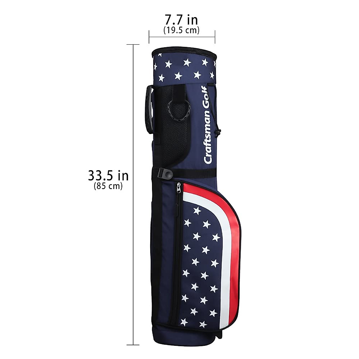 Craftsman Golf Star and Stripes Red White Blue Lightweight Easy Carry Shoulder Sunday Range Golf Bag