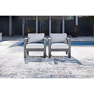 Signature Design by Ashley Outdoor Amora HDPE Patio Lounge Chair, 2 Count, Charcoal Gray