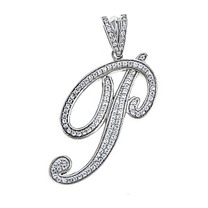 .925 Sterling Silver Script Letter Initial Pendant (9 grams) (A)