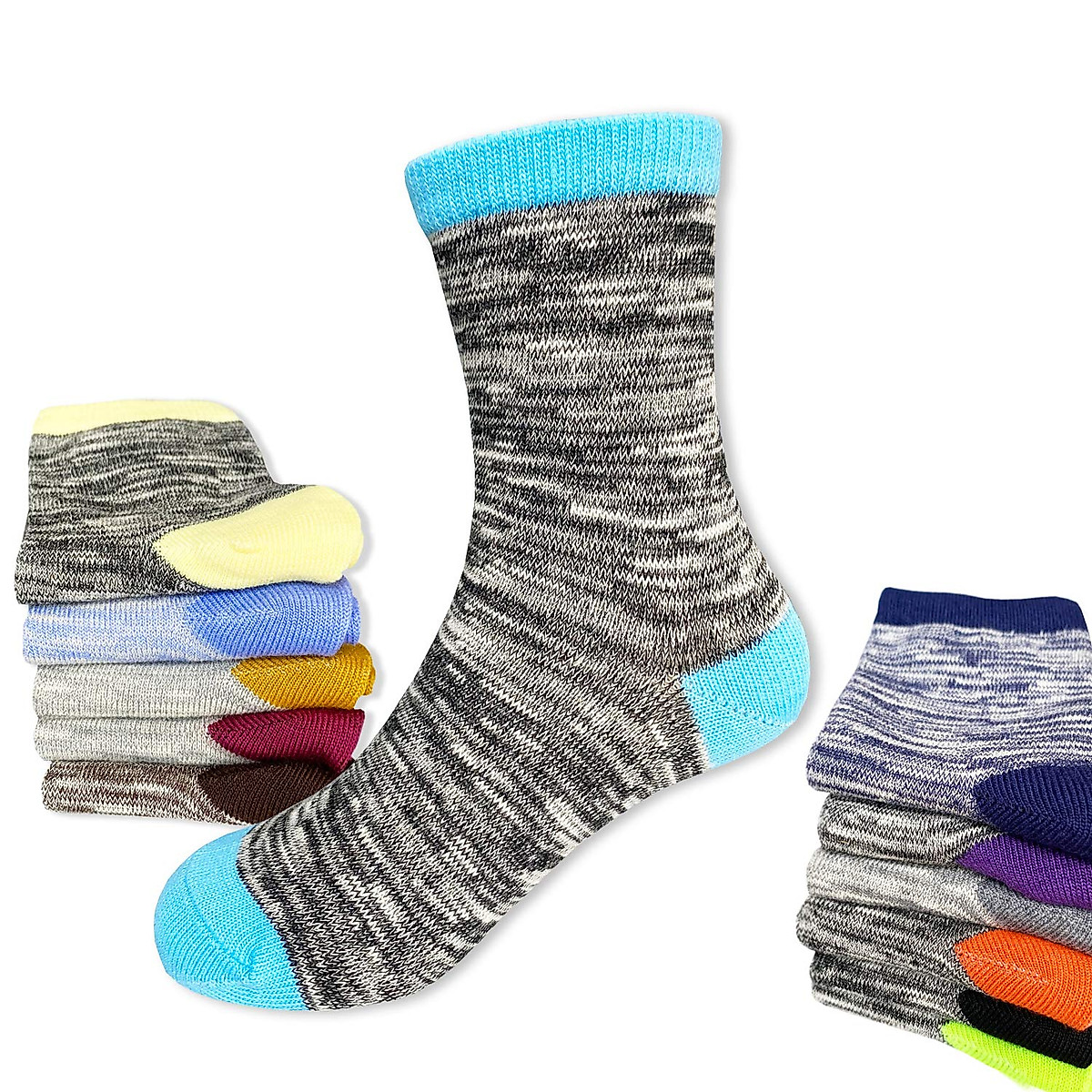 JAMEGIO Boys Socks 12 Pairs Crew Socks for Toddler Kids Boys Athletic Cotton Socks(2-4 Years)