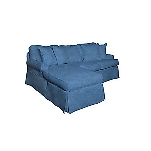 Sunset Trading Horizon Slipcovered Sleeper Sofa and Chaise, Indigo Blue