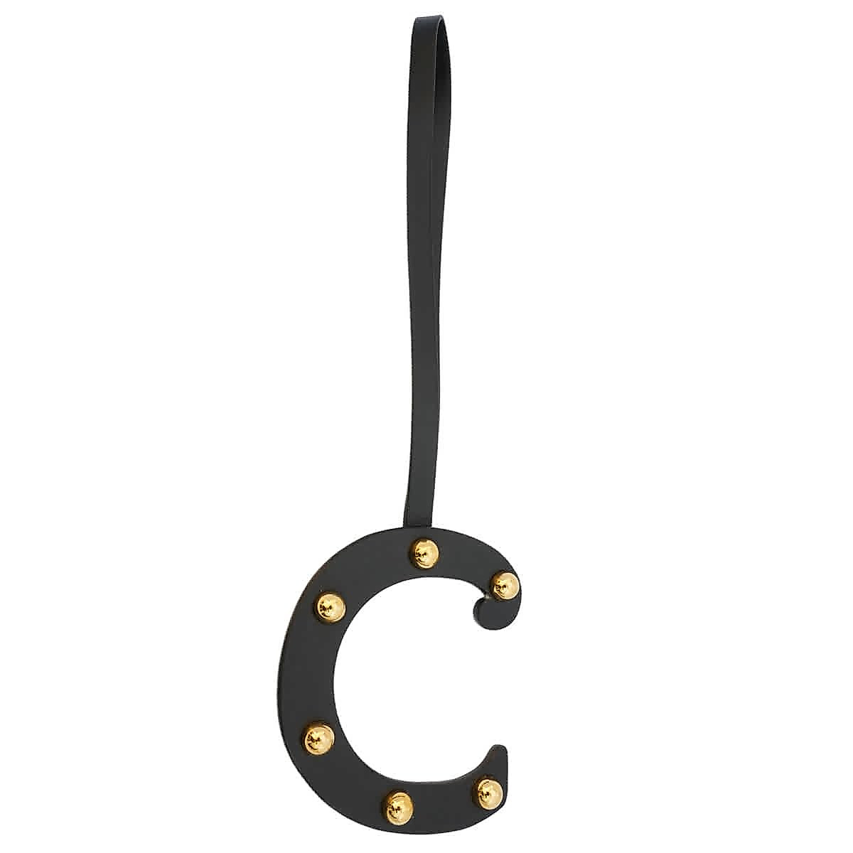 BURBERRY Black/Light Gold C Studded Leather Alphabet Ladies Bag Charm