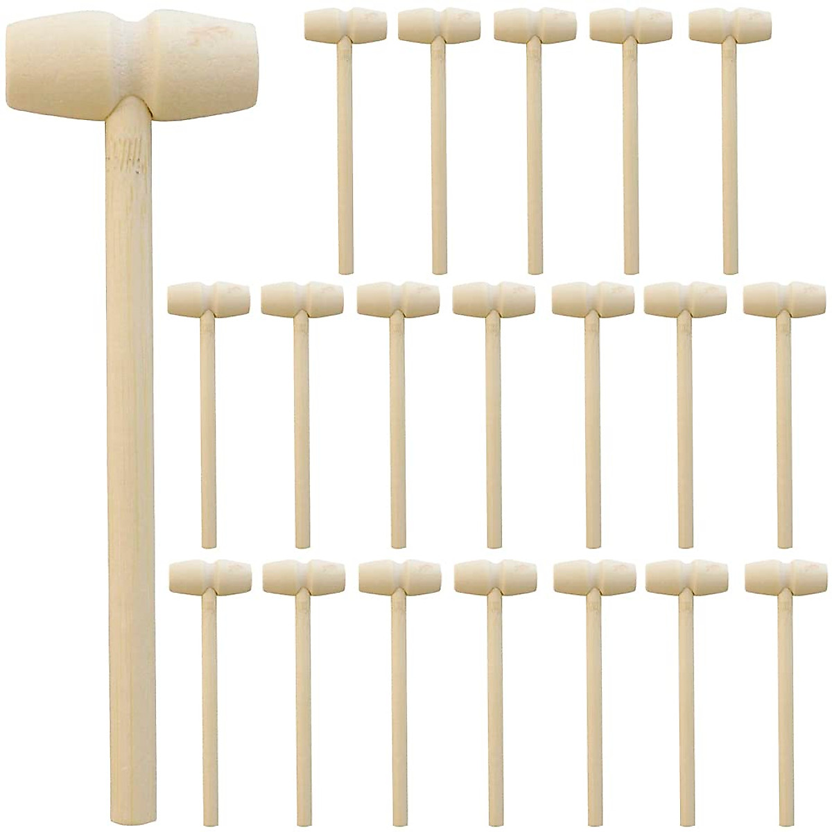 NODG 20 Pcs Mini Wooden Hammer Wooden Solid Crab Lobster Mallet Small Wooden Mallet Shell Wood Cracker Hardwood Hammer Pounding Toy for Breakable Heart Cracking Seafood Chocolate for Kids