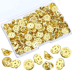 Brass Clutch Badge Insignia Clutches Pin Backs Replacement (Gold, 50 Pieces)