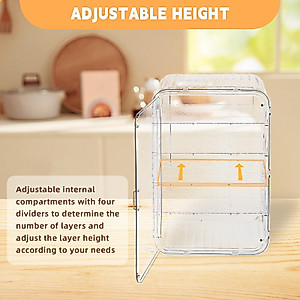 JILLMO Pastry Display Case, Bakery Display Case, Bread Box Plastic, Bread Keeper Storage Container Airtight, Four-Ply Adjustable Height Bread Boxes for Kitchen Counter