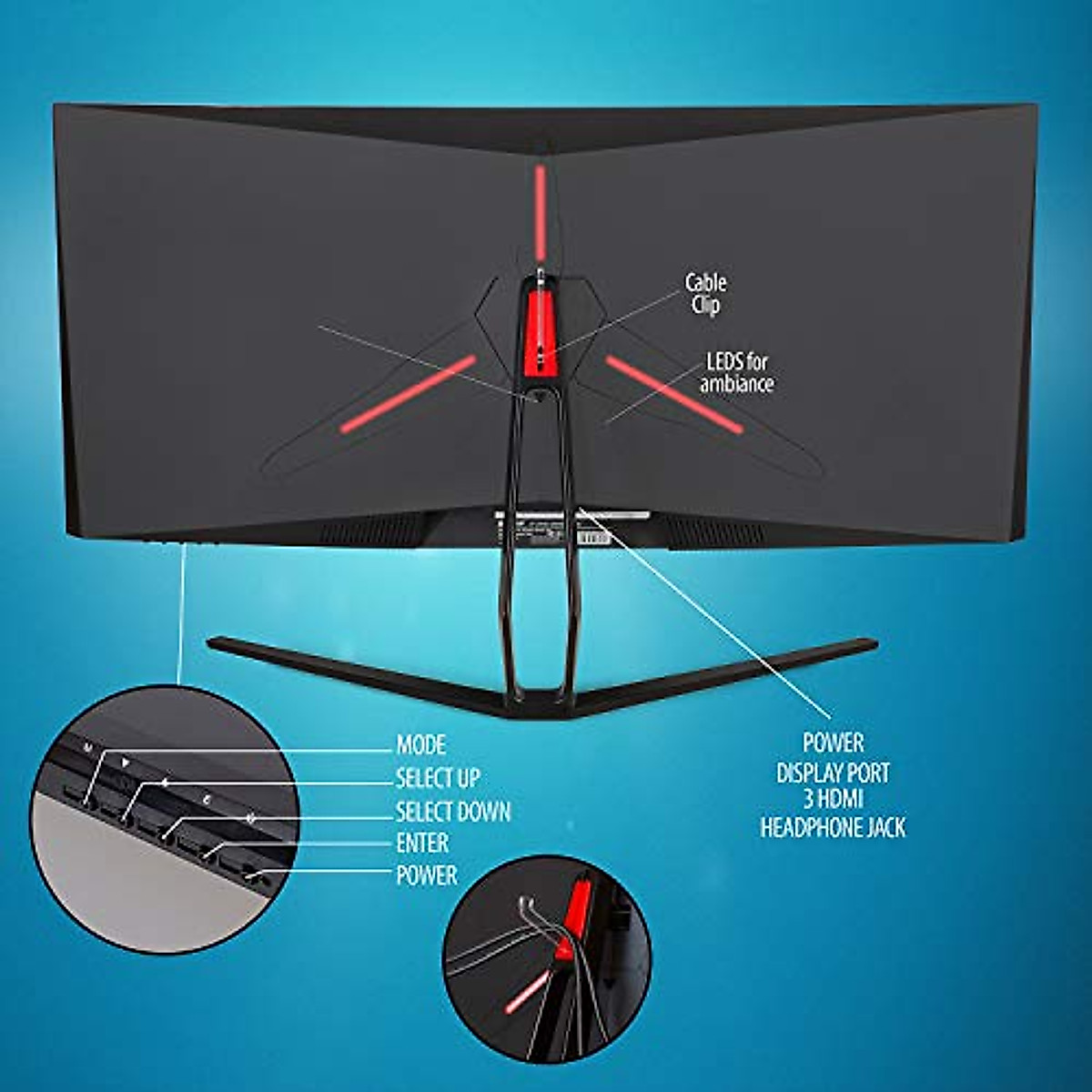 Deco Gear 35" Curved Ultrawide E-LED WQHD Gaming Monitor, 21:9 Aspect Ratio, Immersive 3440x1440 Resolution, 100Hz Refresh Rate, 3000:1 Contrast Ratio (DGVIEW201)