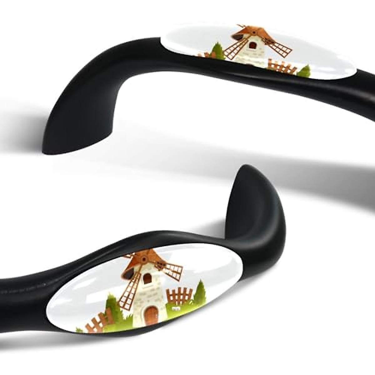 Lyetny Hardware Handle Pull with Screw, Cabinet Handles Drawer Pulls for Outdoor, Garage & Drawer, Windmill Fairy with Wooden Fence, Grass, Trees