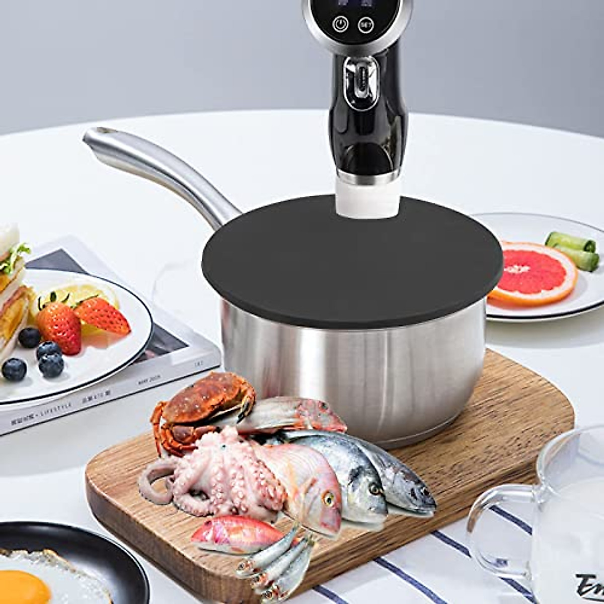 Sous Vacuum and Vide Lid Cooking Sous Vacuum and Vide Cooker Fits Up to 10.5" Pot, Prevent Water Evaporation and Retain Flavor for Stock