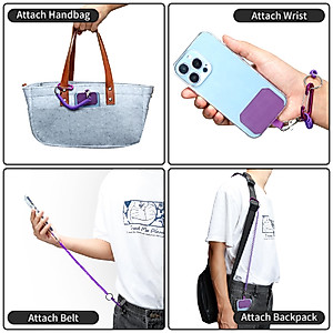 HOTEMIA Phone Tether Lanyard Anti Theft Phone Strap with Carabiner Anti-drop Outdoor Skiing Hiking Cycling fishing Climbing fit iPhone and Most Cell Phone (Black+Purple)