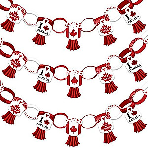 Big Dot of Happiness Canada Day - 90 Chain Links and 30 Paper Tassels Decoration Kit - Canadian Party Paper Chains Garland - 21 feet
