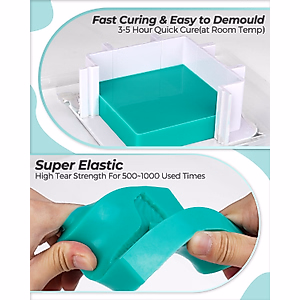 Nicpro 74oz Silicone Mold Making Kit, Platinum Liquid Silicone Rubber for Mold Maker, Jade Green Flexible & Food Safe Mix Ratio 1:1 for Casting 3D Resins Molds DIY with Mold Housing, Mixing Cups