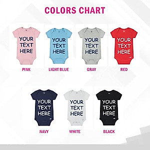 Personalized Unisex Baby Bodysuit - Custom Bodysuit with Name and Other Text on Front - Short Sleeve Personalized Baby Romper - Gray - 0-3 Months