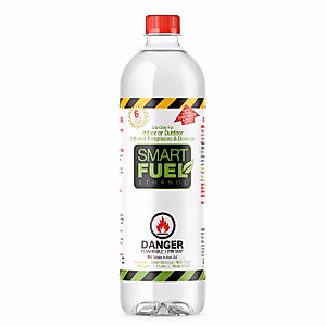 SMART FUEL Ethanol Fuel 12 Liter - Indoor & Outdoor Fireplace Fuel - Fuel for Fireplaces, Burners & Alcohol Spirit Burners. Denatured Alcohol