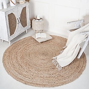 RAJRANG Round Jute Braided Rug 4ft - Hand Woven Reversible Eco-Friendly Farmhouse Area Rugs for Living Room, Bedroom, Home Decor