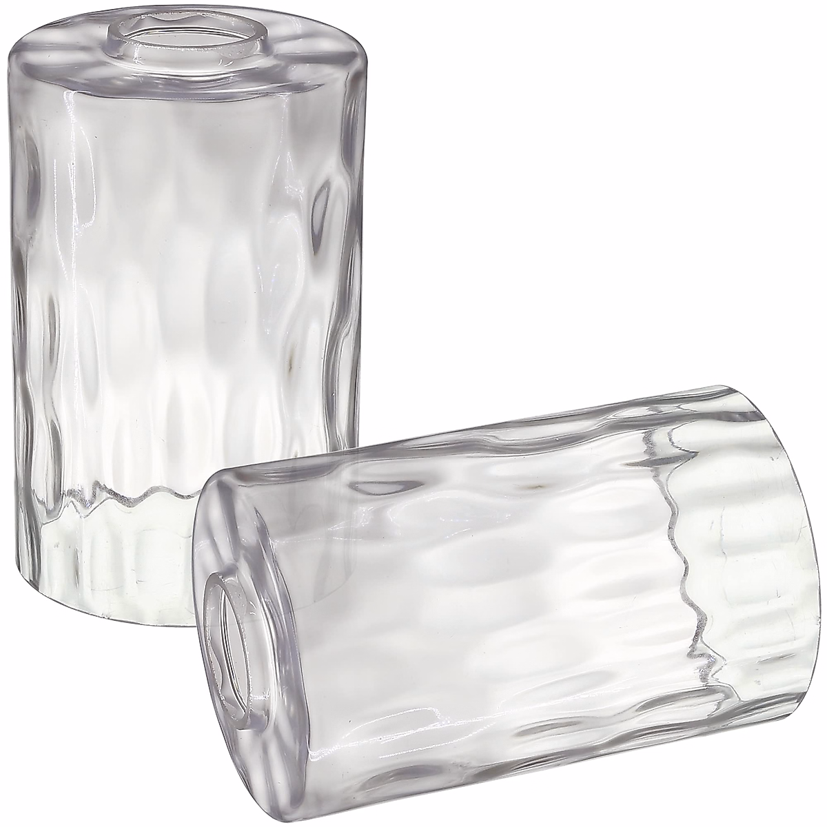 ANYONGLU 2 Pack Glass Lamp Shade Replacement Only, Cylinder Water Ropple 1-5/8 Inch Fitter, 4.3"D x 4.3"W x 6.7"H Lampshade Cover for Table Lamp, Ceiling Fixture Chandelier Pendant Light Wall Sconce